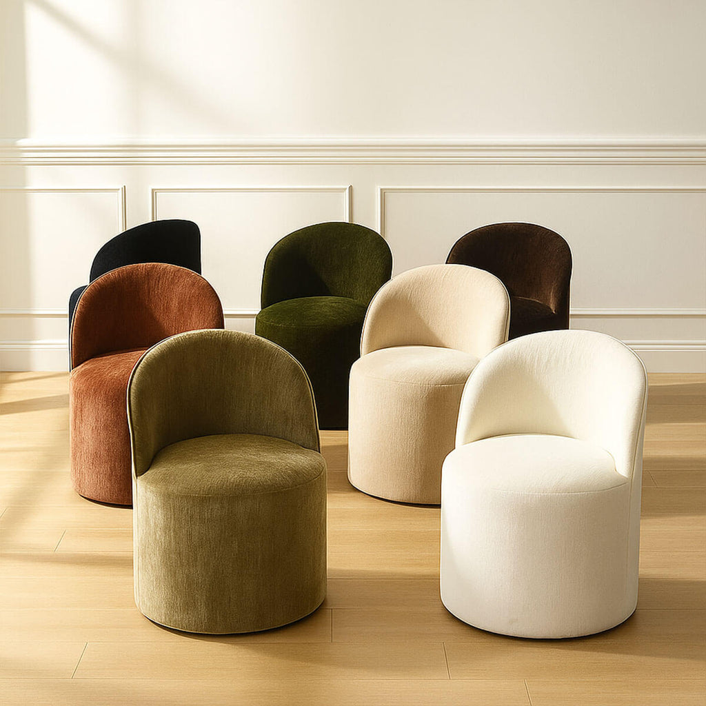 Doris Rolling Upholstered Dining Chair With Castors (1-Piece)