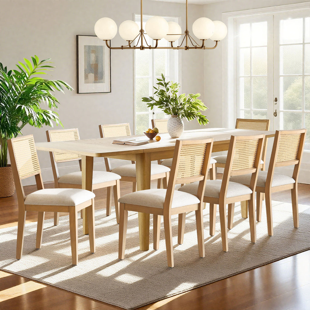 Chandler & Monica Solid Wood Rectangular Extendable Dining Table Set f