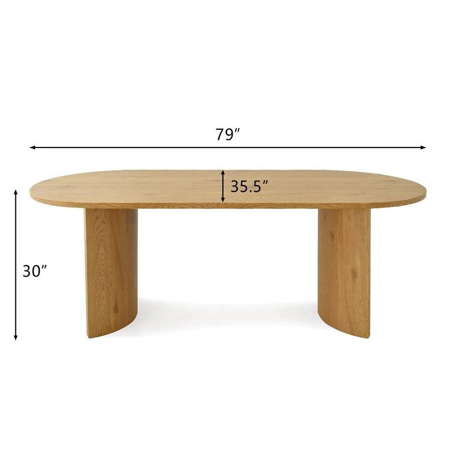 Dwen 79 Modern Oval Dining Table (Oak/Black)