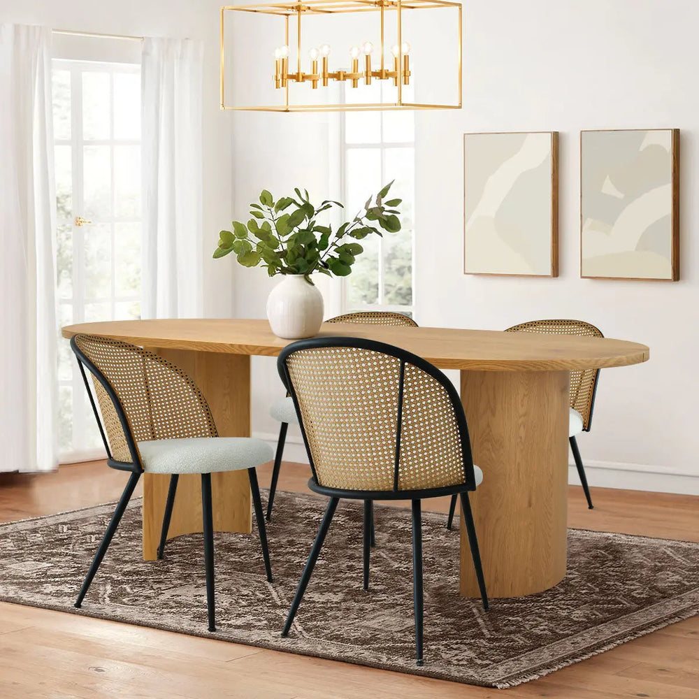 Dwen 79 Modern Oval Dining Table (Oak/Black)