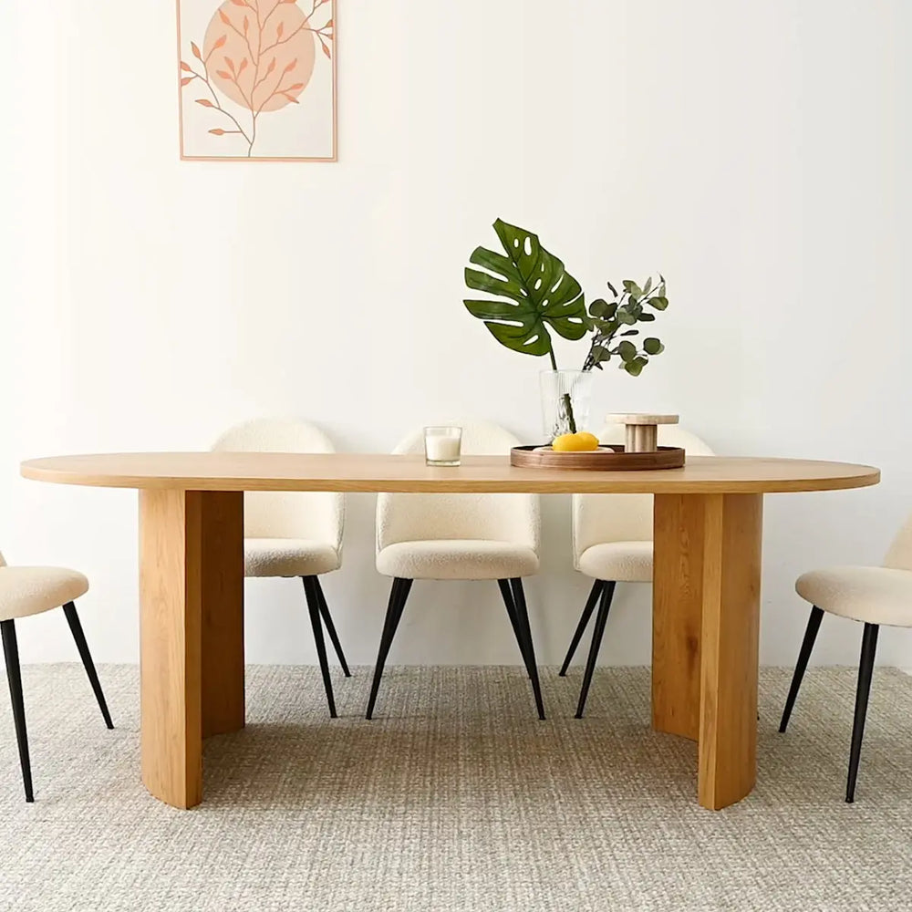 Dwen 79 Modern Oval Dining Table (Oak/Black)