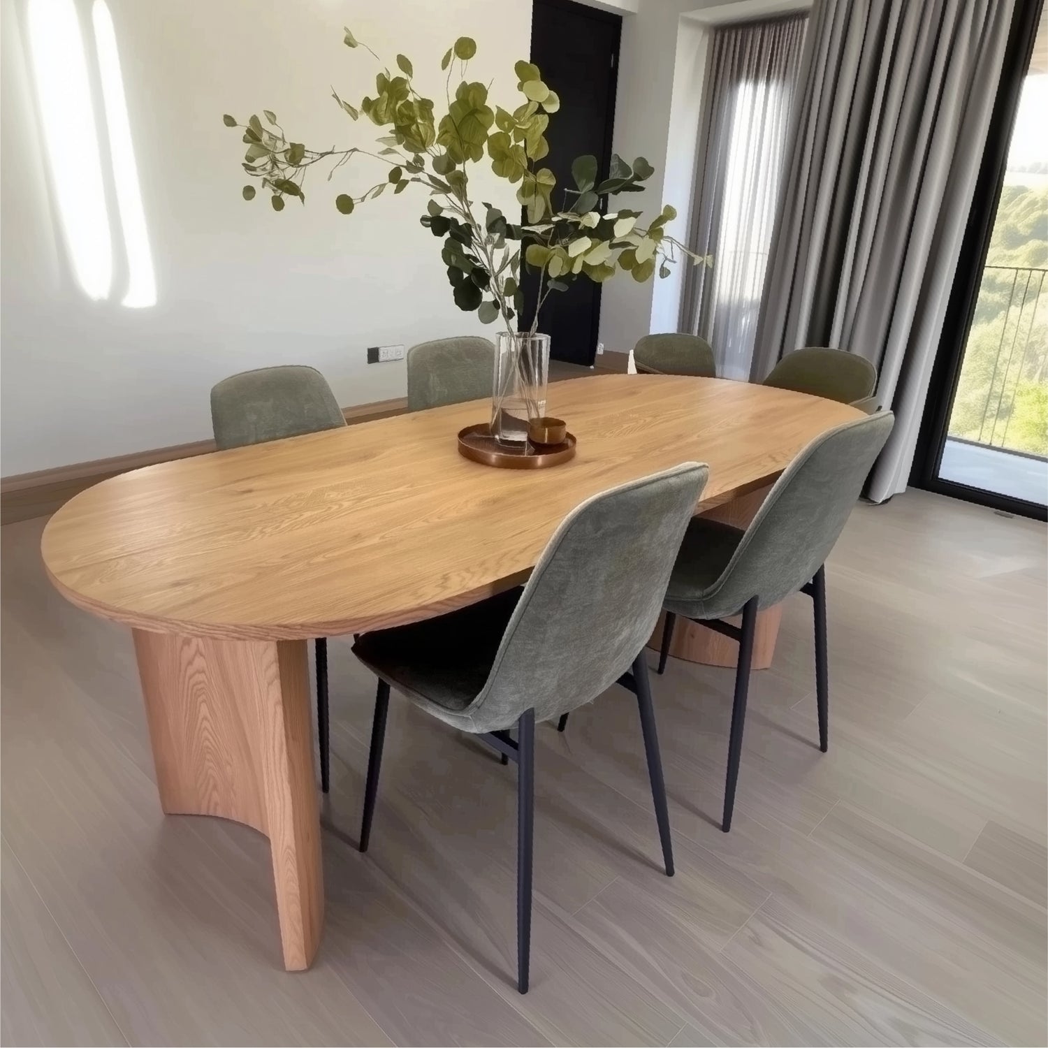 Dwen 79 Modern Oval Dining Table (Oak/Black)