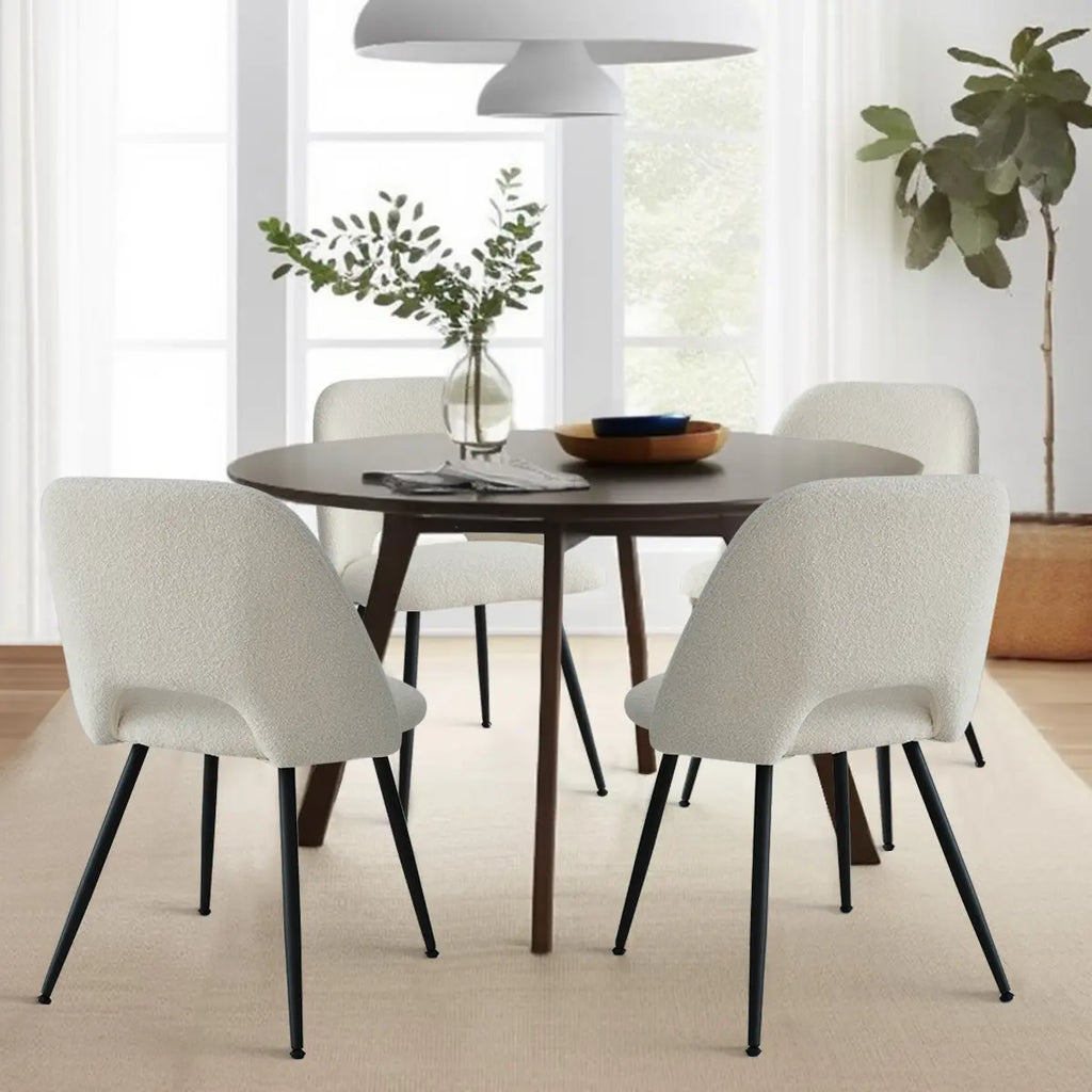 Edwin Upholstered Dining Chair Set of 4(Beige/Black/Gray)
