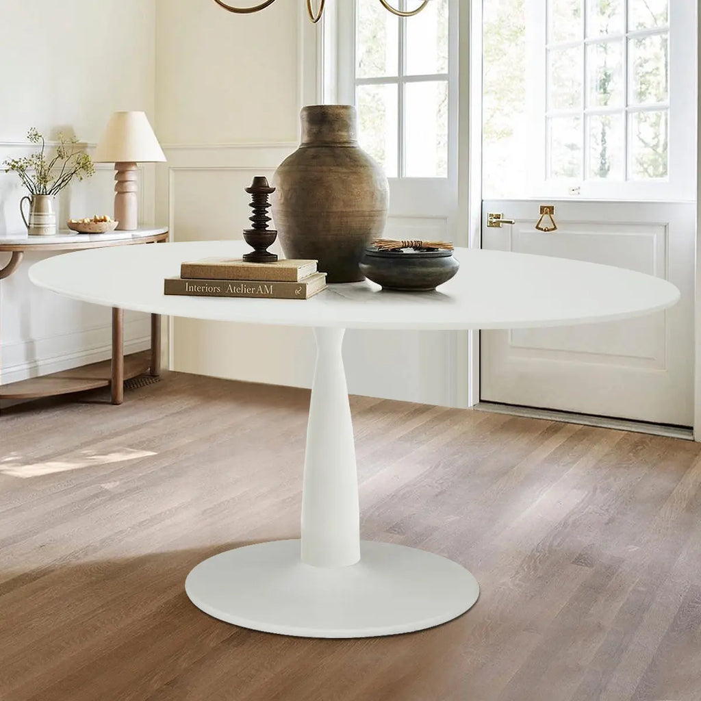 Harris 59" Modern Oval White Dining Table