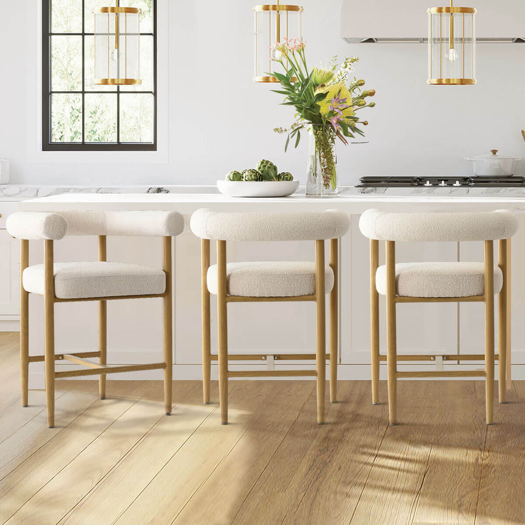 Melbourne 24" Boucle Counter Stool with Arms (Set of 3)