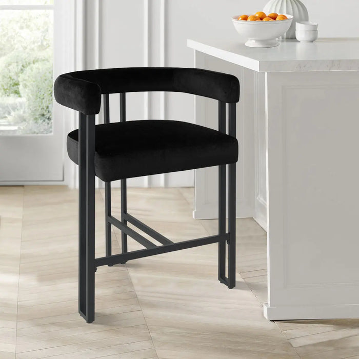 Mia Velvet Accent Counter Stool(Beige/Green/Black/Brown)