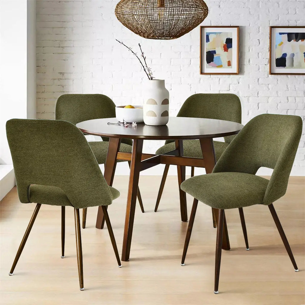 Boucle Upholstered Dining Chair Set of 4(Beige/Green/Gray/Brown/Blue)